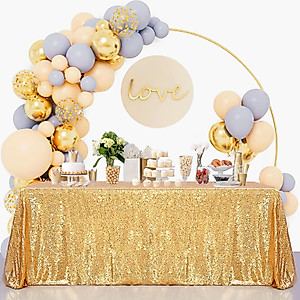 B-COOL Gold Sequin Tablecloth 60x102 Inches Rectangle Shimmer Sequin Table Cloth for Parties Wedding Banquet Birthday Party Glittering Decor