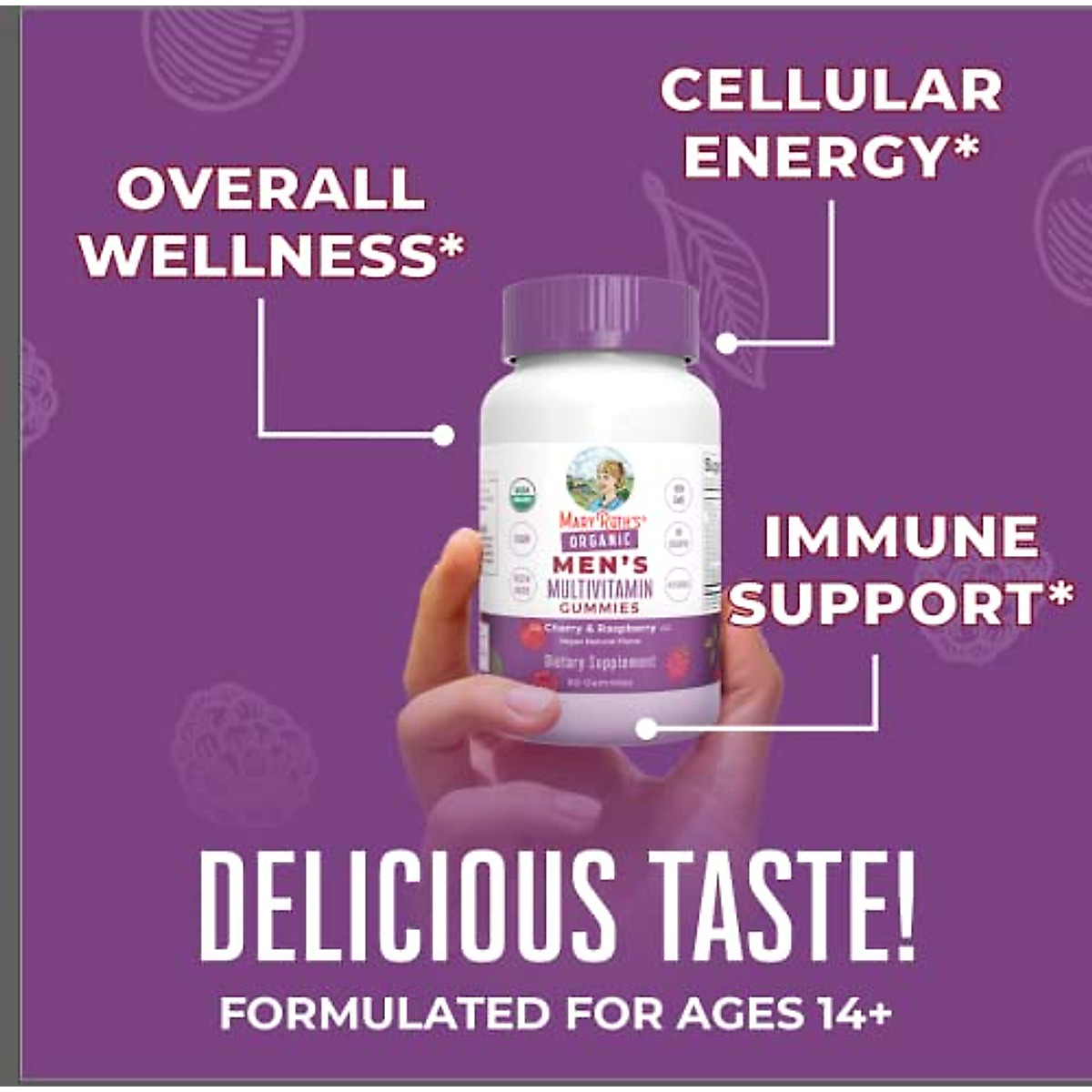 USDA Organic Men' s Multivitamins Gummies & Magnesium Citrate Gummies Bundle by MaryRuth's | Immune Support | Calm Magnesium Gummies for Adults & Kids 4+ | Stress Relief, Bone, Nerve, Gut Health