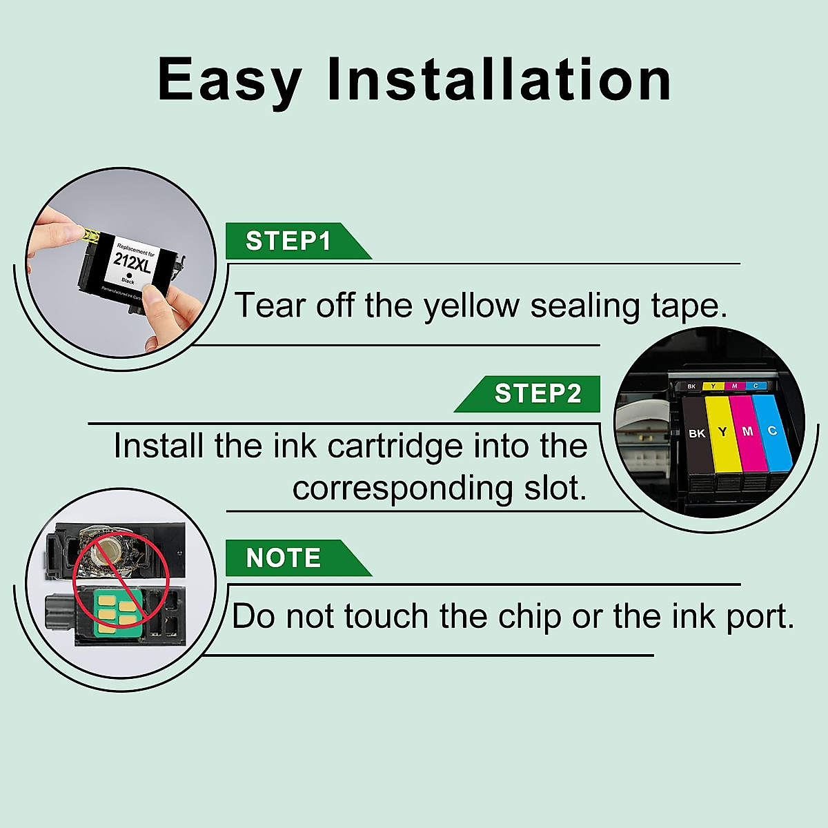 SAILNER 212XL Ink Cartridges Remanufactured Ink Cartridge Replacement for Epson 212XL 212 XL use with Expression Home XP4105 XP-4105 XP4100 XP-4100 Workforce WF-2850 WF2850 WF2830 Printer 4 Pack 212