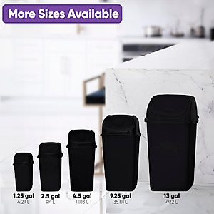 Superio Trash Can 13 Gallon Swing Lid 50 Liter, Black
