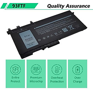11.4V 51Wh 93FTF Laptop Battery for Dell Latitude 5580 5590 5591 5480 5490 5491 5280 5288 5488 5495 E5280 E5480 E5580 Precision 15 3520 3530 GJKNX D4CMT 3DDDG 083XPC 83XPC 4YFVG