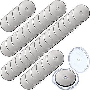 36 Pack 45mm Rotary Cutter Blades Fabric Cutter Replacement Blade Sewing Supplies Paper Cutter Blade Craft Cutting Tools with Plastic Storage Box for Quilting Scrapbooking Leather