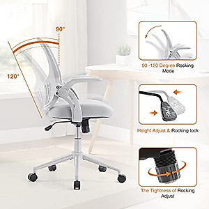 Ergonomic Home Office Desk Chair Mesh Computer Chair Adjustable Height Chair Task Chair Swivel Chair Rolling Chair with Lumbar Support/Flip-up Arms for Office, Study, Bedroom