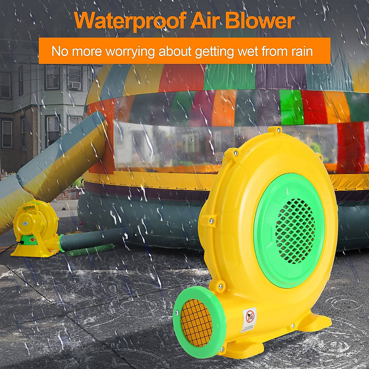 Bounce House Blower, 370W/0.5HP Commercial Air Blower with Double-Sided Fan Blade Design, Strong Wind and Great Heat Dissipation Properties for Bouncy Castle, Jump Slides, Arch, Inflatables