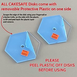 CAKESAFE 10.25 Inch Hexagon Acrylic Disk Set – 2-10.25” Clear ¼” Acrylic Buttercream Disks – Perfect Tool to Smooth the Frosting on Your Cakes, Disk Size and Perimeter Border Engraved on all Disks