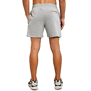NIMENJOJA Mens 5.5" Athletic Gym Shorts Cotton Jogger Workout Lounge Jersey Zipper Pocket Sweat Shorts Grey
