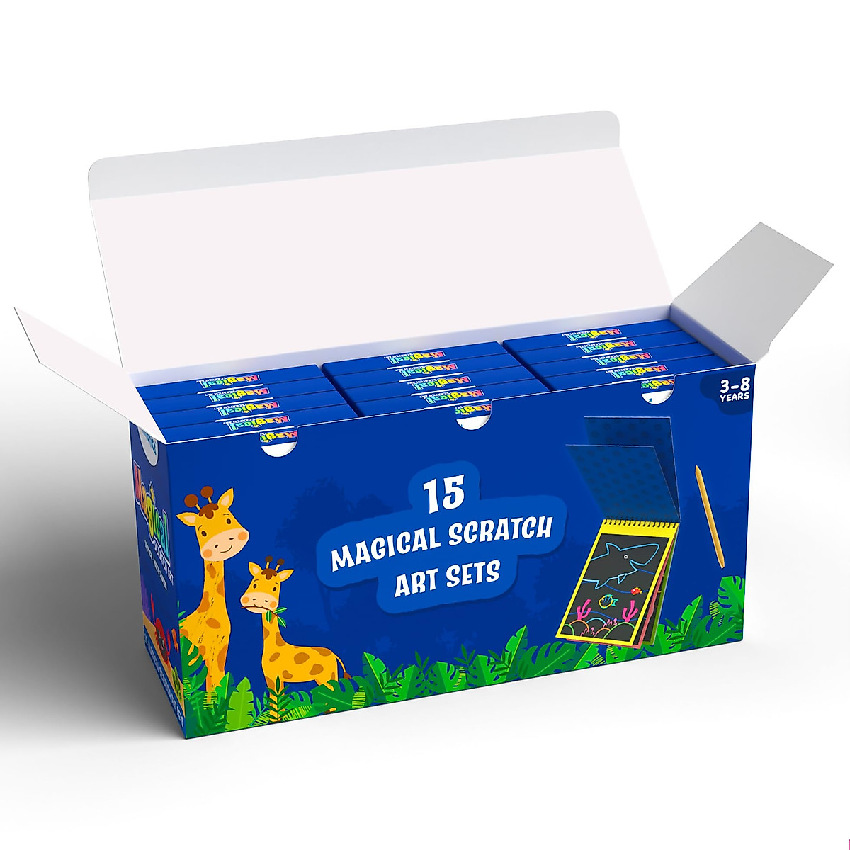 Skillmatics Party Favors (Pack of 15) - Magical Scratch Art Set for Kids, Animals, Goodie Bag, Stocking Stuffers, DIY Craft Activity, Christmas Gifts for Girls, Boys Ages 3, 4, 5, 6, 7, 8