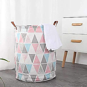 Hehoilam Storage Baskets Waterproof Foldable Organizer Large Storage Bins for Dirty Clothes Home and Office Toy Organizer Laundry Hamper(Pink triangle)