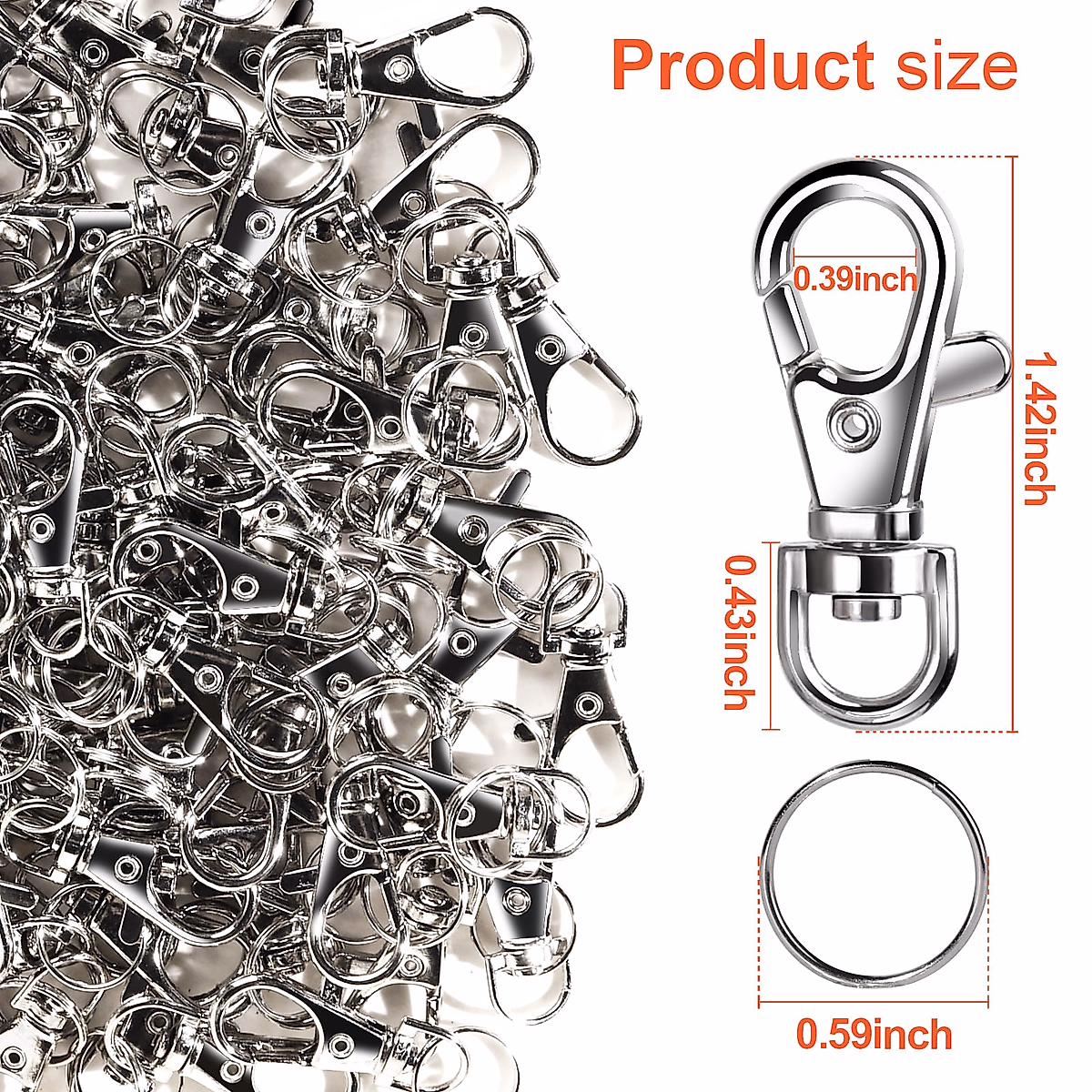 160PCS Metal Swivel Clasps Lanyard Snap Hook with Key Ring, LEOBRO 80PCS Swivel Snap Hooks Lobster Claw Clasp and 80PCS Key Rings Jump Ring for Keychains, Lanyard, Key, Charm, Jewelry, Art Crafts