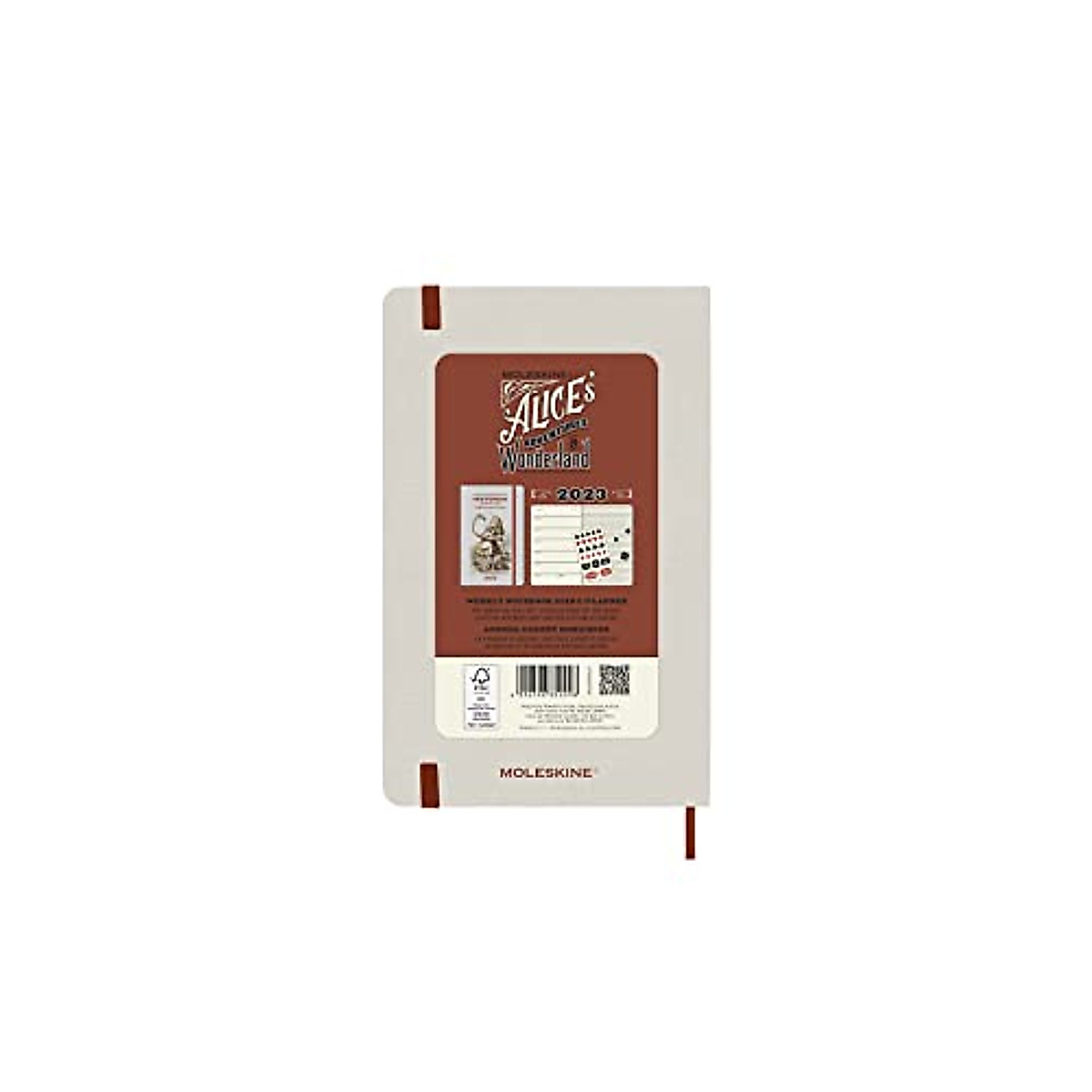 Moleskine Limited Edition Alice In Wonderland 12 Month 2023 Weekly Planner, Hard Cover, Large (5" x 8.25"), Alice