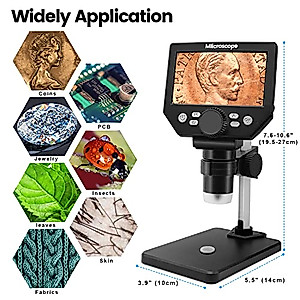 Coin Microscope,ATFWEL 4.3 inch LCD Digital USB Microscope with 32G TF Card,1000X Magnification Electronic Camera Video Recorder with Screen,Rechargeable Battery for Coins Soldering Circuit Board