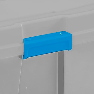 Sterilite 30 Gal Gasket Tote, Heavy Duty Stackable Storage Bin with Latching Lid, Plastic Container to Organize Basement, Gray Base and Lid, 3-Pack