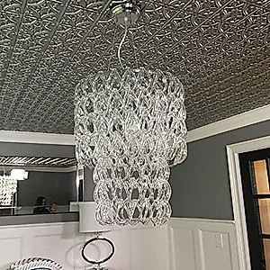 From Plain To Beautiful In Hours 150 Gothic Reims PVC 2' x 2' Glue-up Ceiling Tile (Covers / 40 sq.ft), Silver, 10 Piece