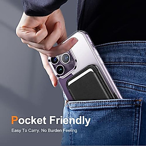 Facbiny Leather Magsafe Wallet Card Holder Stand, Compatible with iPhone 15/15 Pro/15 Plus/15 Pro Max/14/14 Plus/14 Pro/14 Pro Max and 13/12 Series, Not Compatible with 13/12 Mini, Black