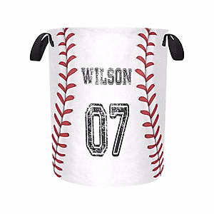 AuduE Personalized Baseball Laundry Hampers Custom Laundry Basket Customized Dirty Clothes Hamper with Name/Number Nursery Hamper for Boys Kids Baby Clothes Hamper