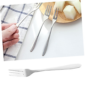 OKUMEYR Mini Forks Stainless Steel Forks Sandwich Picks 3-tine Fork Afternoon Tea Forks Salad Fork Fruit Fork Three-tine Fork Cocktail Tableware Silver Stainless Steel Fork