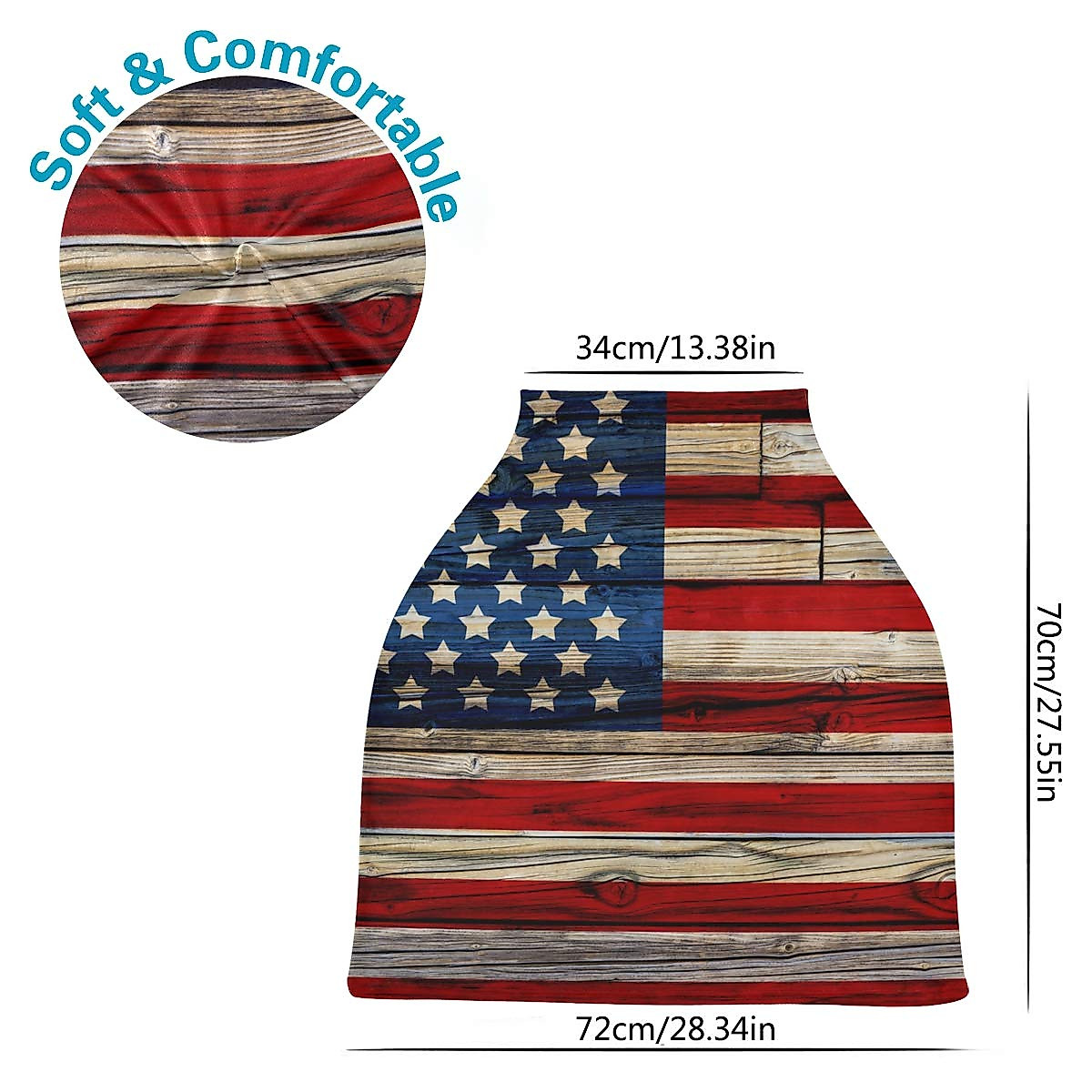 Baby Carseat Cover Canopy Breastfeeding Cover - Old Painted American Flag Nursing Cover Blanket Breathable Baby Girl Stroller Cover Baby Shower Gifts for Girl Boy
