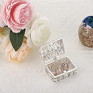ELLDOO Treasure Chest Box Floral Engraved Jewelry Box Wedding Box Keepsake Box Ring Earring Small Trinket Storage Organizer Box for Girls Women Wedding Brithday Gift