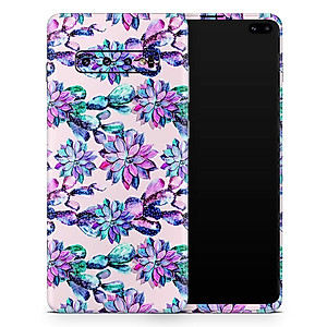 DesignSkinz Watercolor Cactus Succulent Bloom V16 Protective Vinyl Decal Wrap Skin Cover Compatible with The Samsung Galaxy S20 (Screen Trim & Back Glass Skin)