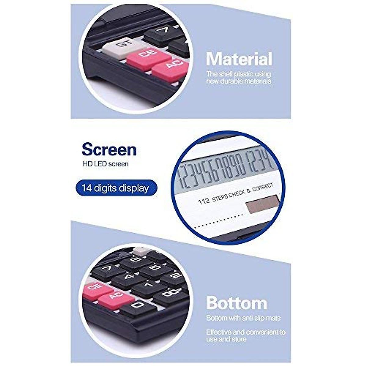 Folding Calculator with 12-Digits Large Display,Solar and AAA Battery Dual Power Business/Office/Student/