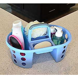 SIMPLYKLEEN 2-Pack Plastic Shower Caddy Bathroom Storage Organizer, Craft Organizer, School Supplies, Teacher Organizer with handle Periwinkle Made in the USA