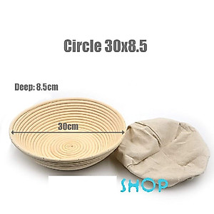 12 Inch Banneton Bread Proofing Basket Set - French Style Artisan Sourdough Bread Bakery Basket Brotform Cloth Liner Included - 100% natural rattan