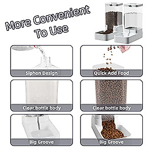 NKECOBJI Gravity Pet Feeder and Water Dispenser Set, Automatic Dog Feeder and Dog Water Dispenser for Dogs Cats Pets Animals Large Capacity(1Gallon)