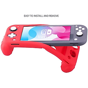 YoRHa Handle Grip Soft Silicone Rubber Protective Cover Case (Red) x 1 for Nintendo Switch Lite [9.2019 Slim Model]