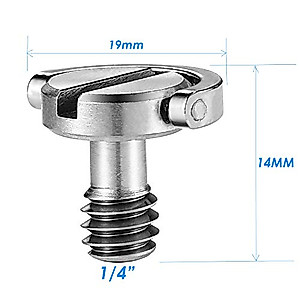 (5 Packs) Stainless Steel D Shaft D-Ring 1/4" Tripod Screw, Mounting Screw Adapter, Quick Release Camera Screw for Camera Camcorder Tripod Monopod QR Quick Release Plate