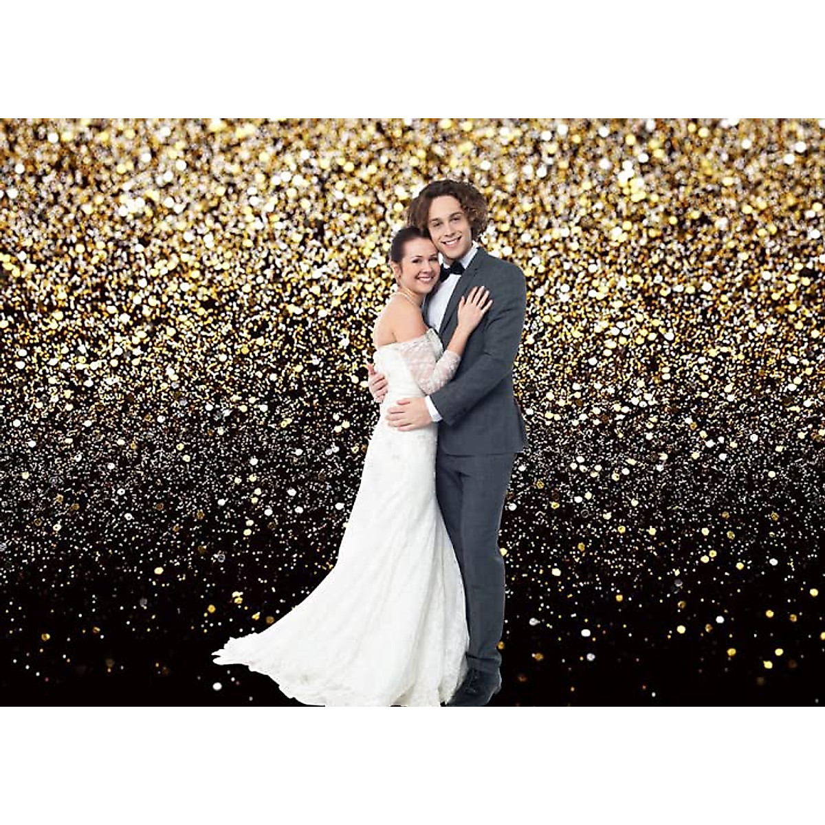 YYTDY 7X5FT Backdrop Bokeh Black Gold Backdrop Birthday Party Backdrop Ceremony Backdrop Studio Backdrop Photo Backgdrop Photo Studio Backdrop Group Photo Vinyl Backdrop D-29