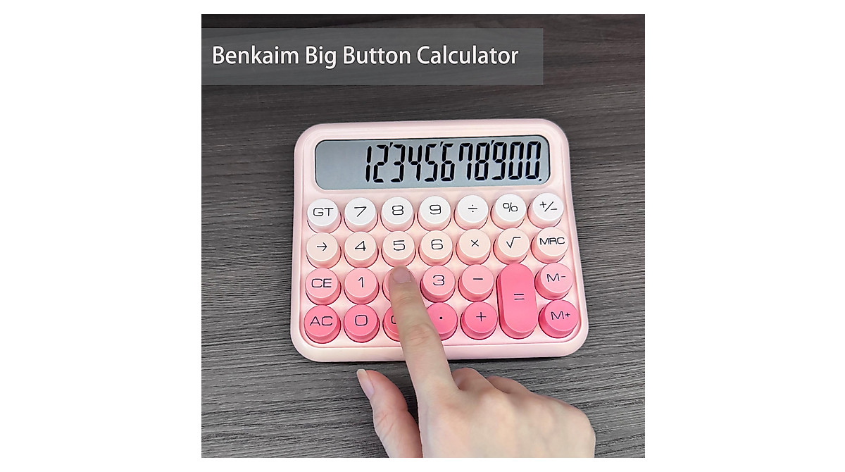 Benkaim 12-Digit Desk Calculator - Large LCD & Big Buttons