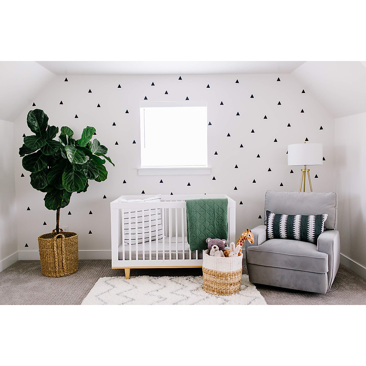 Modern Maxwell Wall Art Decals for Boys Girls Nursery, Bedroom, Living Room “Arizona” Black Triangle Room Sticker 80 Pieces