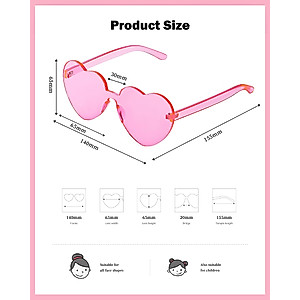 LYMOJOR Yellow Heart Sunglasses Thick Heart Glasses Rimless Fun Cute Heart Shaped Sunglasses for Women Party Favors, 2 Pack