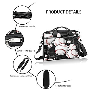 Baseball Laptop Computer Bag Waterproof Shoulder Messenger Bag 13-15 inch Durable Laptop Tote Bag with Shoulder Strap Handle Lightweight Crossbody Briefcase