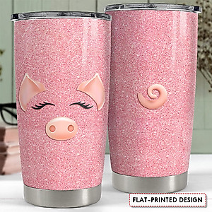 SANDJEST Pig Tumbler Glitter 20oz Tumblers with Lid Gift for Women Girl Daughter Sister Animal Lovers Christmas Birthday