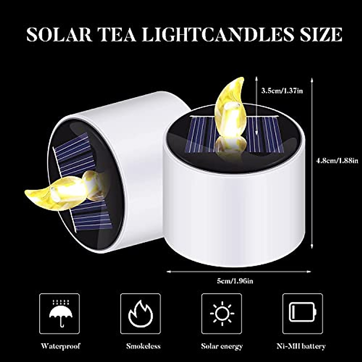 Solar Tea Lights,6PCS Waterproof Solar Power Tealights Outdoor,Flameless Flickering LED Tealight Candle with Dusk to Dawn Light Sensor,Reusable Candle Lights for Party,Garden Camping Home Decor