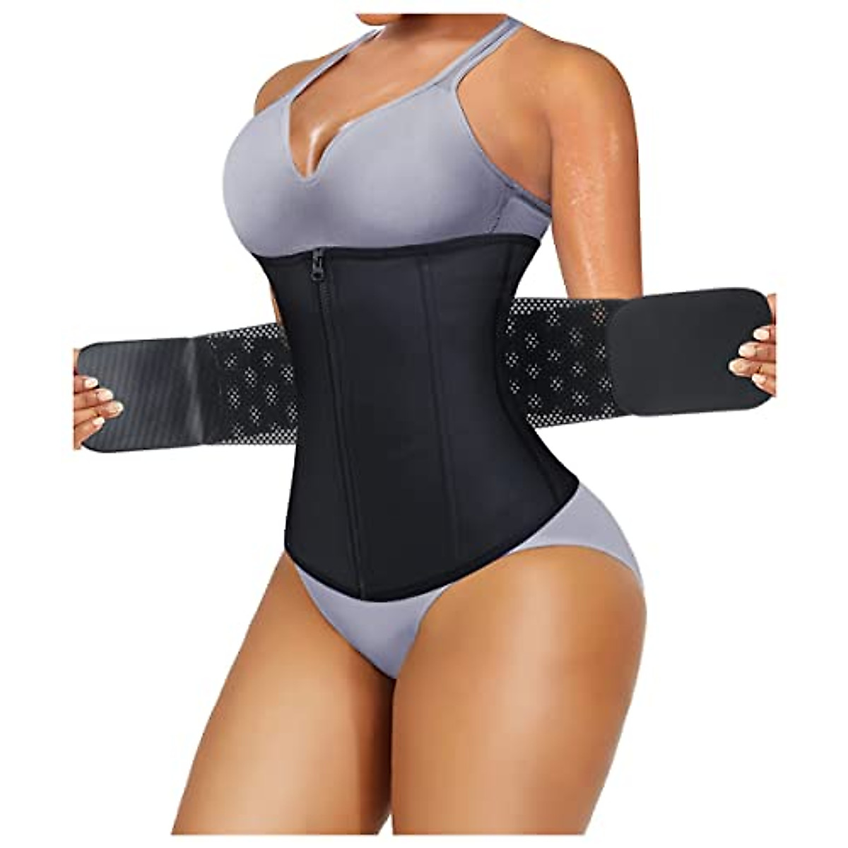 Gotoly Women Waist Trainer Corset Cincher Belt Tummy Control Slimming Body Shaper Belly Workout Sport Girdle (Black, X-Large)