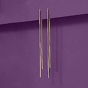 Ross-Simons 14kt Yellow Gold Linear Bar Drop Threader Earrings
