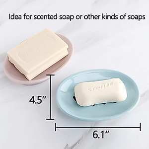 WYOK 2-Pack Soap Dish with Drain Soap Holder Easy Cleaning Soap Saver Dry Stop Mushy Soap Tray for Shower Bathroom Kitchen(White)