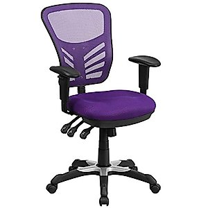 Flash Furniture Nicholas Mid-Back Purple Mesh Multifunction Executive Swivel Ergonomic Office Chair with Adjustable Arms