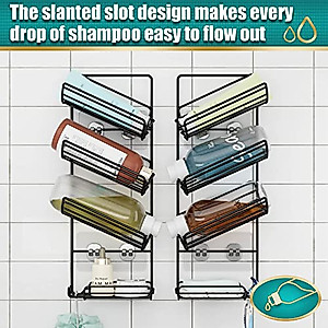 FANGSUN Shower Shampoo Bottle Holder, 2 Pack Slanted Shower Caddy Bathroom Organizer for Wall, Adhesive Shower Shelves for Inside Shower, No Drilling and Rustproof, Bathroom Shower Storage Rack, Black