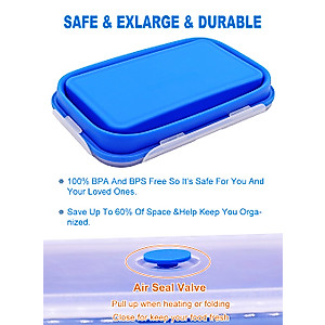 FUSMYE Extra Large Collapsible Silicone Food Storage Containers With Lids, 82.8oz, 2 Pack, XXL Foldable Bento Lunch Box, Big Meal Boxes for Kitchen, Camping, BPA Free