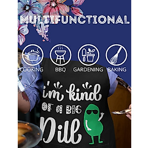 InnoBeta Funny Pickle Gifts for Men and Women, Pickle Apron with Pockets and Adjustable Neck Strap, Kitchen Gardening Apron Gifts for Pickle Lovers - I'm Kind of a Big Dill