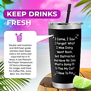 Birthday Gifts for Women/Men-I Came I Saw I Forgot Tumbler 20oz-Funny Coffee Mug,Senior Citizen Gift, Retirement Gifts,60th 70th 80th Birthday Presents for Men Women,Insulated Mug-B