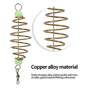 Dilwe Spring Bait Cage, Olive Shape Spring Fishing Tackle Bait Copper Alloy Coil Inline Feeder Lures Cage