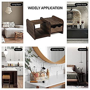 Soulhand Coffee Station Organizer with Drawer, Wooden Coffee Bar Accessories Organizer for Countertop, 48 Large Coffee Pods Storage Organizer, K-Cup Organizer for Home Office (Brown)