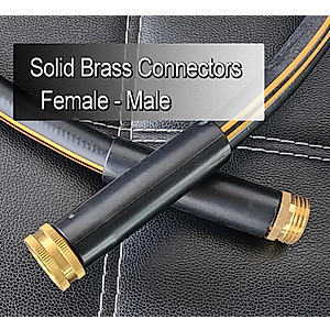 Atlantic Heavy Duty Garden Hose 1 ft x 5/8 Inch Black Color, Short Connection Leader Hose with Solid Brass Connectors (1 Foot)