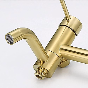 MINJING Handheld Toilet Bidet Sprayer, Brass Bidet Faucet with Cold and Hot Water, Bathroom Bidet Attachment for Personal Hygiene, Portable Cloth Diaper Sprayer, Brushed Gold