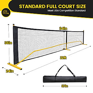Portable Pickleball Nets, 22 FT Regulation Size Pickleball Set with Net, Pickle Ball Game Net System with Carrying Bag for Indoor Outdoor Backyard
