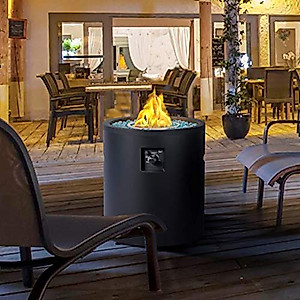 BALI OUTDOORS 23 inch Propane Gas Fire Pits, 50,000 BTU Round Gas Fire Pit with Fire Glass, Column Fire Bowl for Outdoor, Garden, Patio, Backyard